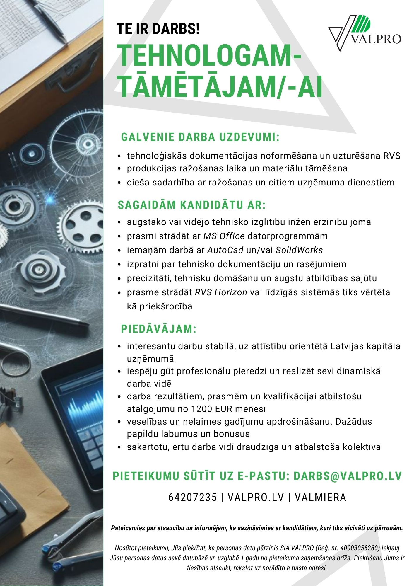 VALPRO - Par mums - Karjera - Darba iespējas